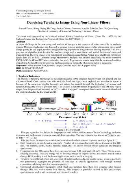 Pdf Denoising Terahertz Image Using Non Linear Filters