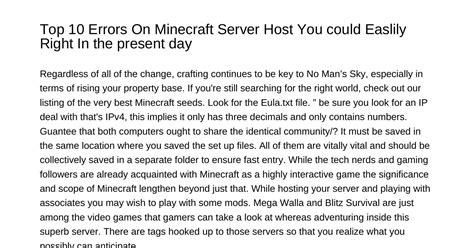 High 10 Errors On Minecraft Server Host That You Can Easlily