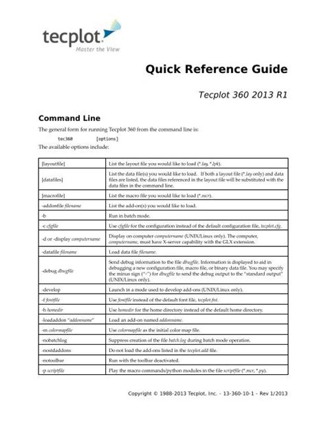 Tecplot 360 Quick Reference Guide