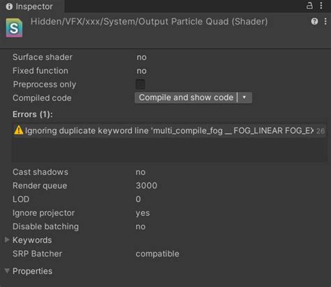 warning ignoring duplicate keyword line ~~~ when creating new shader