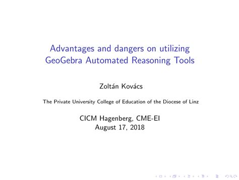 Pdf Advantages And Dangers On Utilizing Geogebra Automated Reasoning Tools