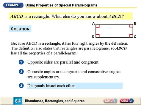 Properties Of Spec Ial Parallelograms A Rhombus Is