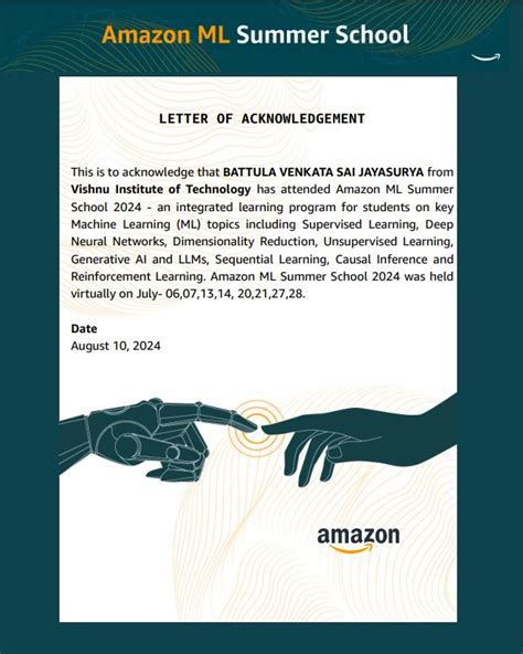 Jayasurya Bvs On Linkedin Amazonmlsummerschool Machinelearning Ai