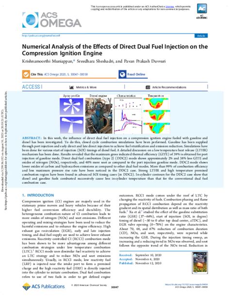 Pdf Numerical Analysis Of The Effects Of Direct Dual Fuel Injection On The Compression