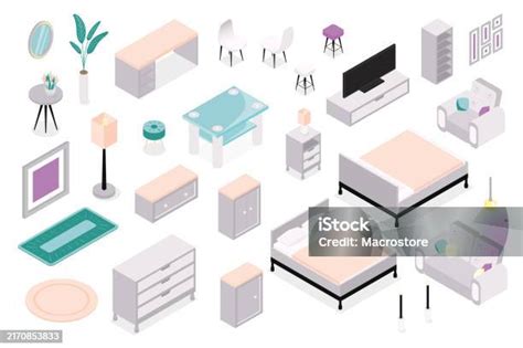 가구 3d 아이소 메트릭 메가 세트 아이소메트리 그래픽 디자인 거울 식물 테이블 카펫 플로어 램프 협탁 가슴 침대 안락 의자 Tv 의자 기타의 컬렉션 요소 벡터 일러스트