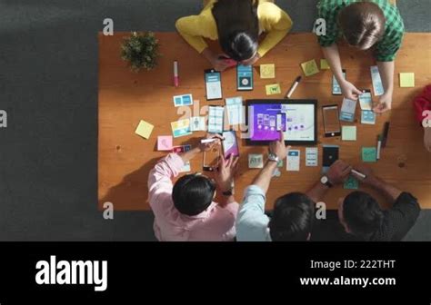 top view of software developer writing idea about ux ui design for