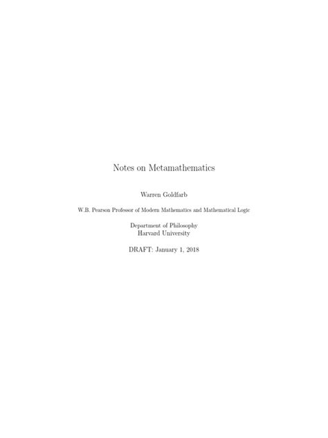 Goldfarb Notesonmetamath Pdf Interpretation Logic Computability