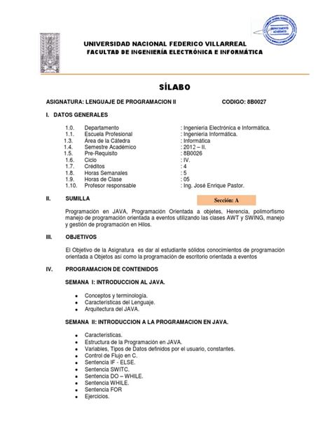 Programación Orientada A Objetos Java Unfv Pdf Objeto Informática Herencia Programación