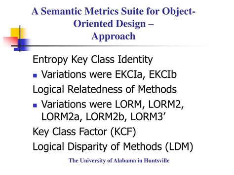 Ppt Examining A Semantic Metrics Suite For Object Oriented Design Powerpoint Presentation Id