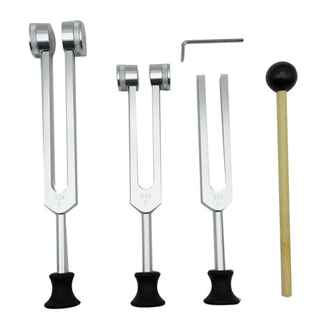 4 Pack Tuning Fork Set 128hz 256hz 512hz With Tuning Fork Hammer For Sound Sound Vibration