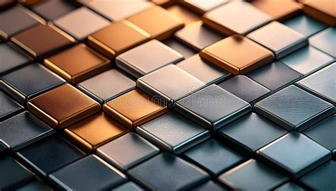 Abstract Golden And Grey Metallic Cubes Background Geometric Pattern Stock Illustration