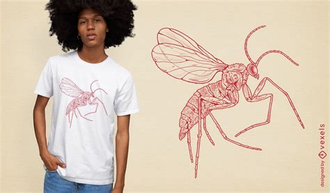 Red Mosquito Bug Line Art T Shirt Design Vector Download