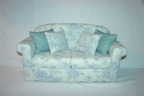 16 Inch Doll Sofa Bouquet Light Blue White Roll Arm Etsy