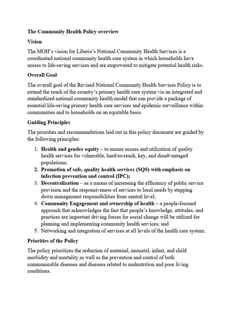 The Community Health Policy Overview Pdf Health Care Health Promotion