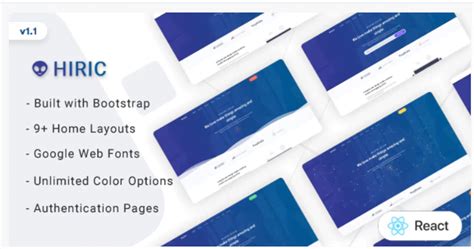Hiric React Landing Page Template Biggest Collection Of GPL Themes Plugins Templates