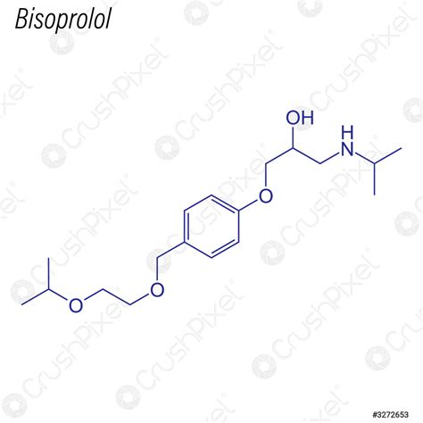 Vector Skeletal Formula Of Bisoprolol Drug Chemical Molecule Stock