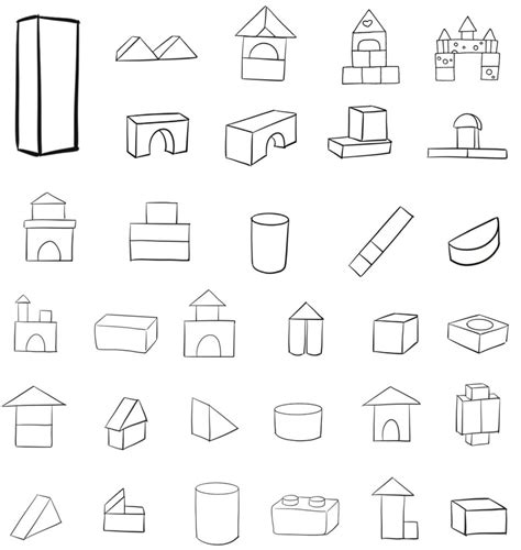 积木简笔画 固体玩具 简笔画