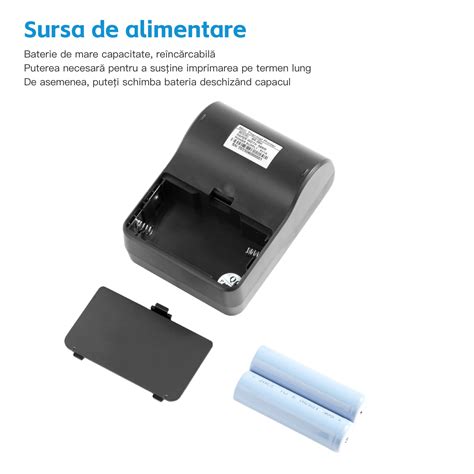 Imprimanta Termica Portabila Fara Fir Bluetooth Compatibila Cu Android IOS Windows