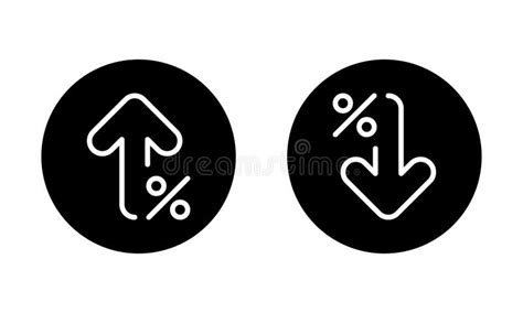 Percent Arrow Up And Down Outline Icon On Black Circle Percentage Growth And Decline Arrows