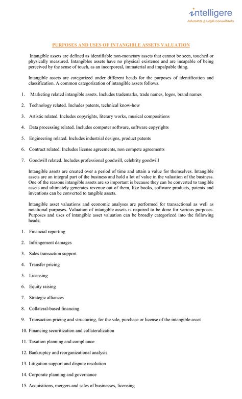 Valuation Of Intangible Assets Pdf