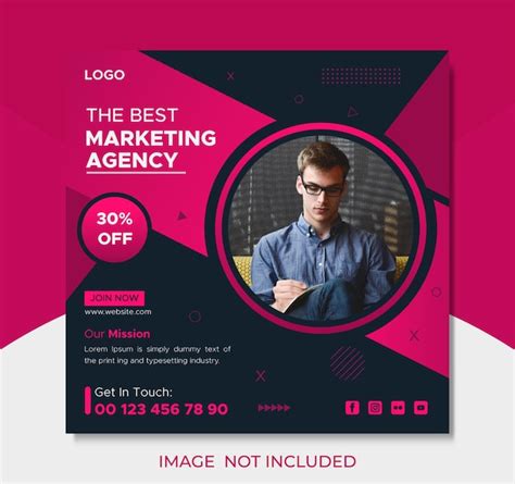 마케팅 소셜 미디어 홍보 배너 및 Instagram 포스트 디자인 템플릿 프리미엄 벡터