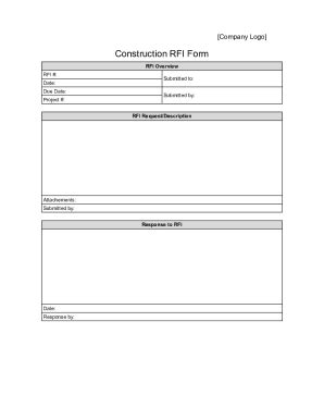Construction Rfi Form Blank Fillable Template Fill Out Print