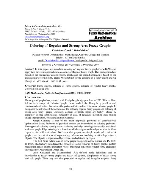Pdf Coloring Of Regular And Strong Arcs Fuzzy Graphs