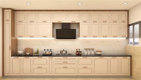 Spacious Beige Modular Parallel Kitchen Design Livspace