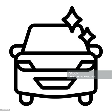 깨끗한 반짝이는 자동차 라인 아이콘 세차 개념 흰색 배경에 세차 표지판 모바일 웹 디자인을 위한 개요에서 완벽하게 청소된 소독된