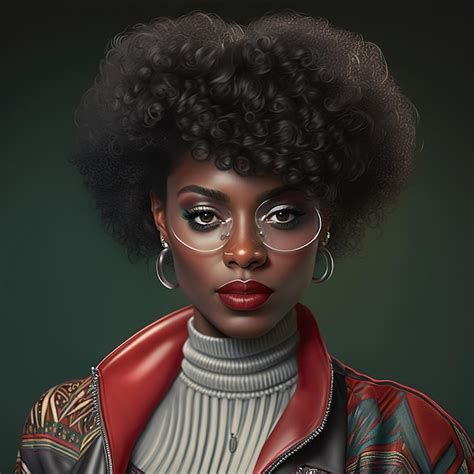 Premium Photo A Woman With A Red And Black Jacket And Glasses Is