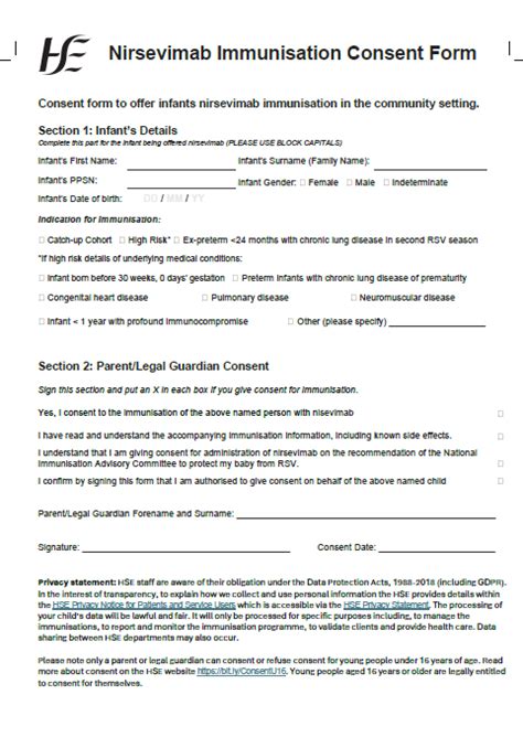 Consent Form Rsv Nirsevimab Community Setting Hse Publications