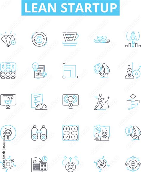 Lean Startup Vector Line Icons Set Lean Startup Iterate MVP Agile KPI Prototype