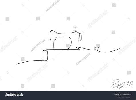 Sewing Machine Continuous Line Vector Illustration Stock Vector