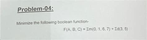 Solved Minimize The Following Boolean Function