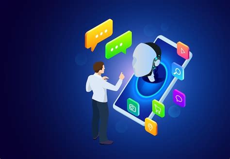 아이소메트릭 채팅 봇 및 온라인 설문 조사 온라인 시험 설문 양식 온라인 교육 인터넷 퀴즈 인공 지능 Ai 및 비즈니스 Iot