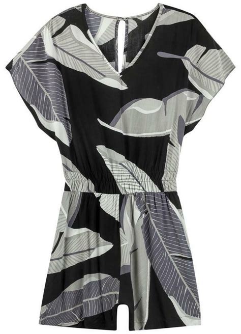 Macacão Casual Comfy Tropical Preto Marialicia