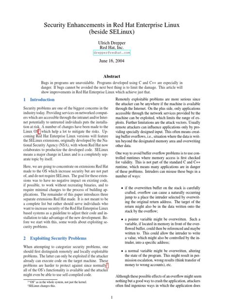 Security In Red Hat Enterprise Linux Other Than Selinux Download Free