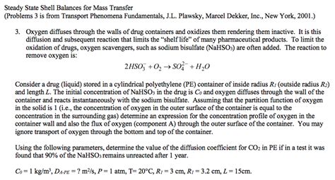 Steady State Shell Balances For Mass Transfer