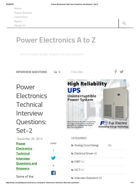 Power Electronics Interview Questions Pdf Power Electronics Inductor