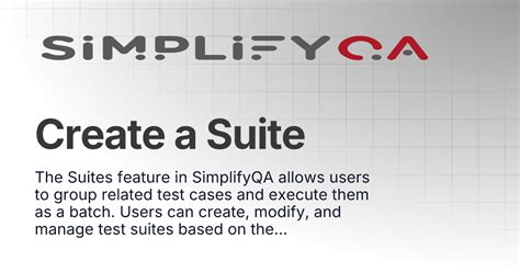 Create A Suite Simplifyqa Help Doc