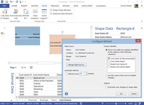 updating the file path of data linked excel tables in visio bvisual