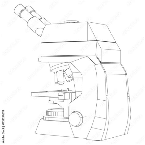 Continuous One Line Drawing Of Microscope Simple Illustration Of Microscope Laboratory Line Art