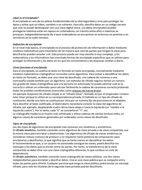 Encriptado De Datos Pdf Cifrado Clave Criptografía
