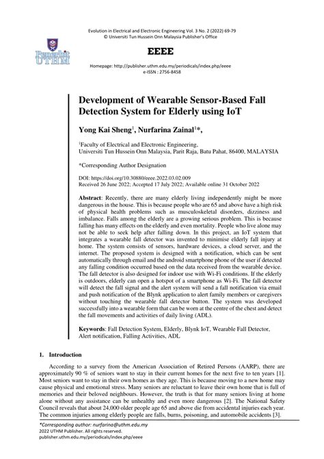 Pdf Development Of Wearable Sensor Based Fall Detection System For