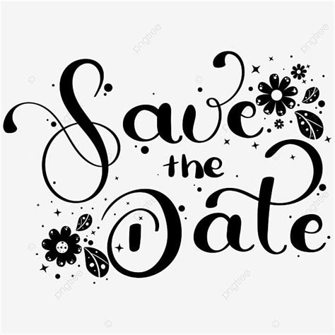 Save The Date Text Hand Lettering With Ornaments And Leaves Invitation Card Save The Date