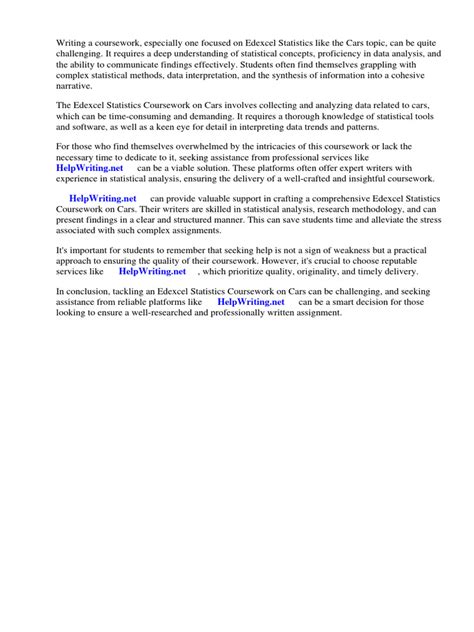 Edexcel Statistics Coursework Cars Pdf Statistics Sampling Statistics