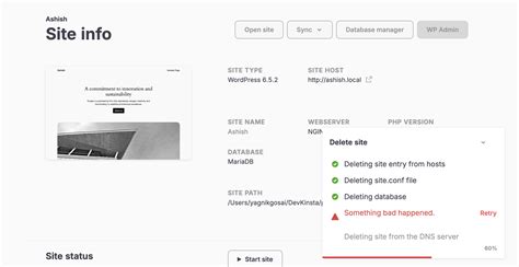 unable to delete devkinsta sites application support kinsta community