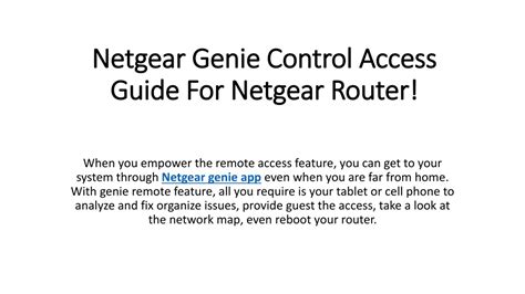 Ppt Netgear Genie Control Access Guide For Netgear Router Powerpoint Presentation Id8145880