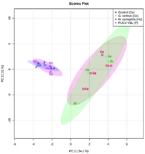 principal component analysis pca of spme gcms data pca score plot