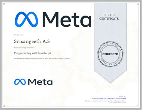 I Got Certified In Programming With Javascript By Meta